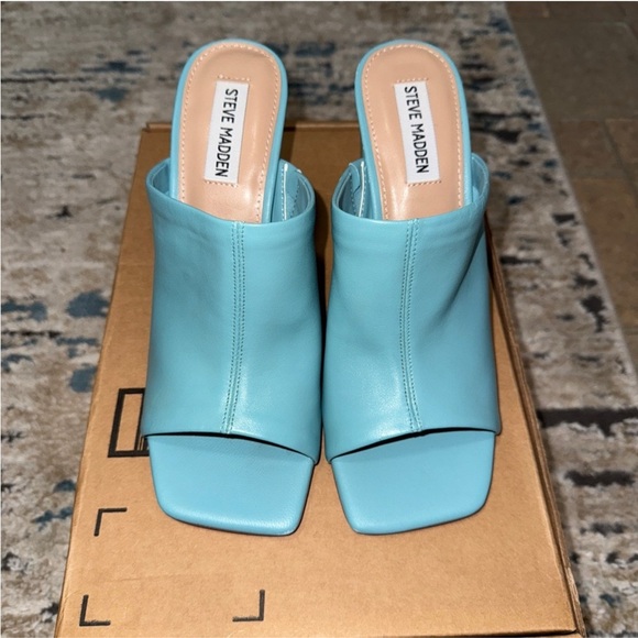 Steve Madden | Shoes | Steve Madden Light Blue Leather Mules | Poshmark